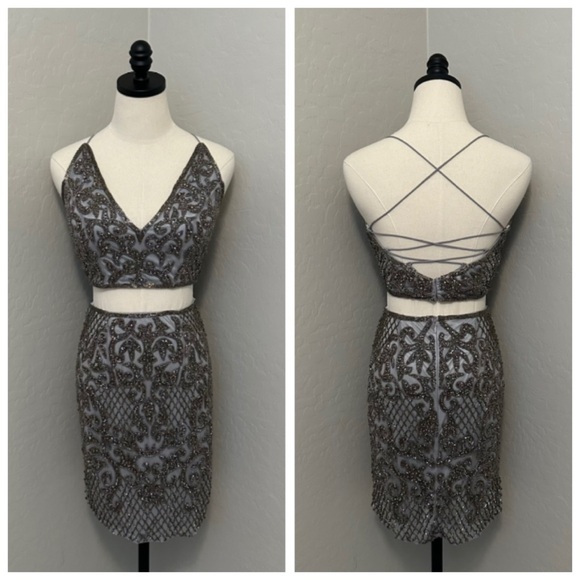 Primavera Couture | Dresses | New Primavera Pewter Sz 6 Two Piece ...